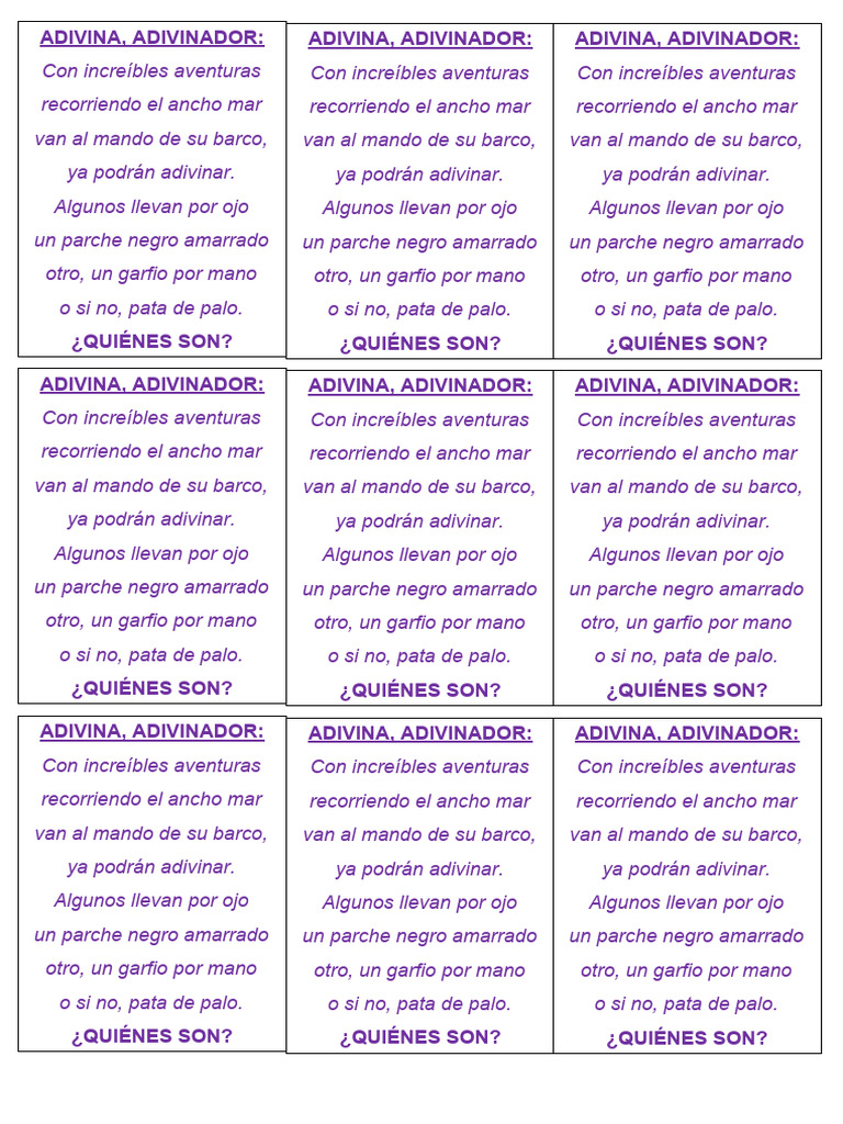 Adivinanzas Piratas | PDF