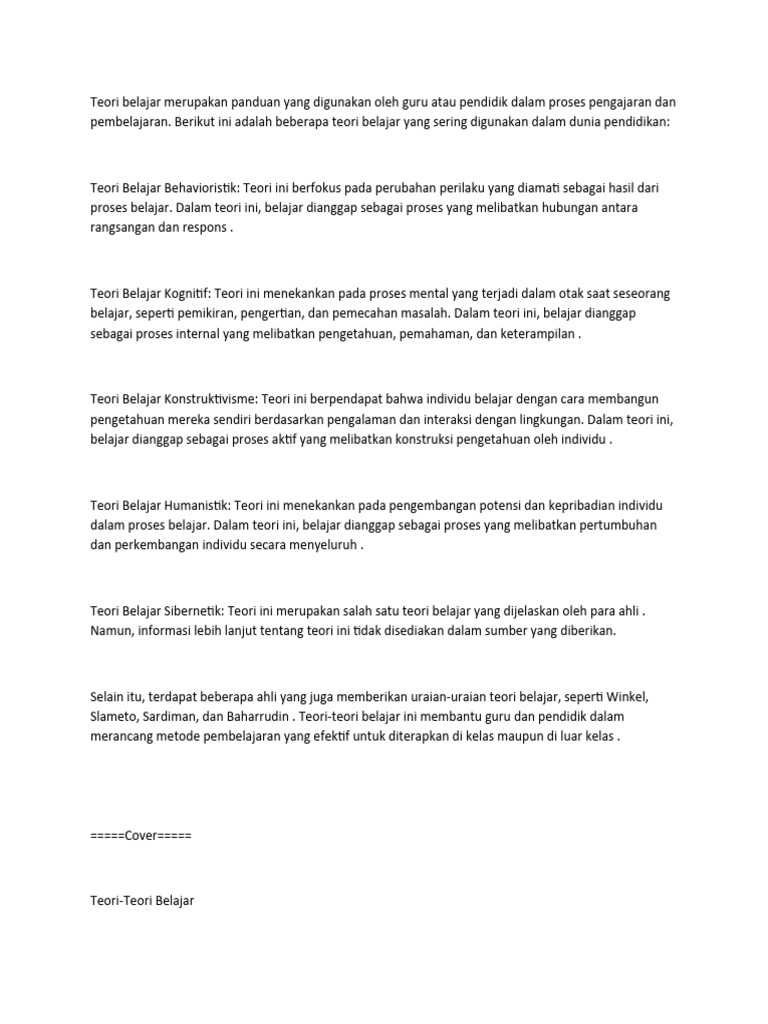 Teori Belajar M-WPS Office Qy | PDF