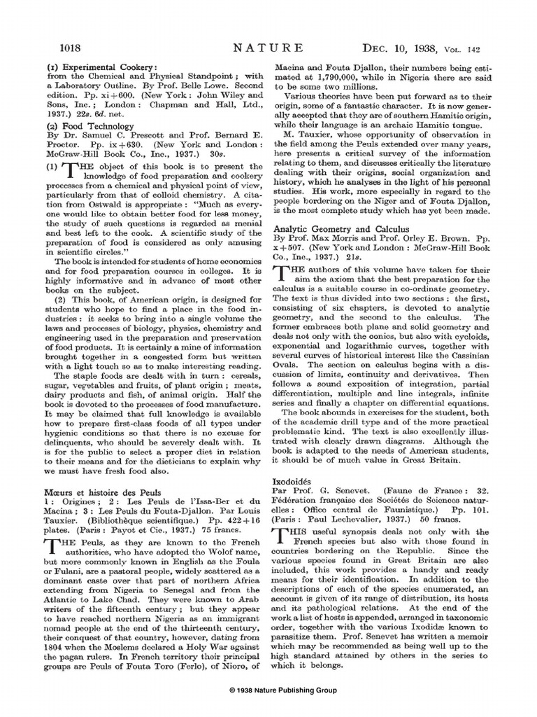 Nature: Experimental Cookery | PDF | Calculus