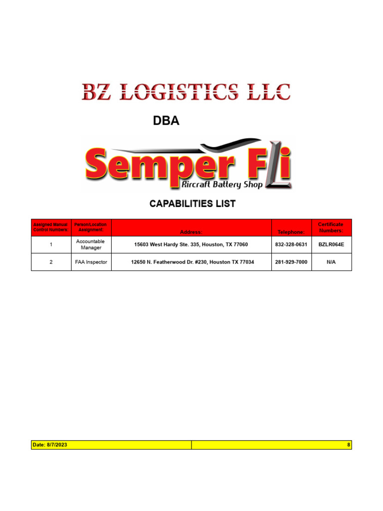 Capabilities List REV 8 | Download Free PDF | Aviation | Aircraft