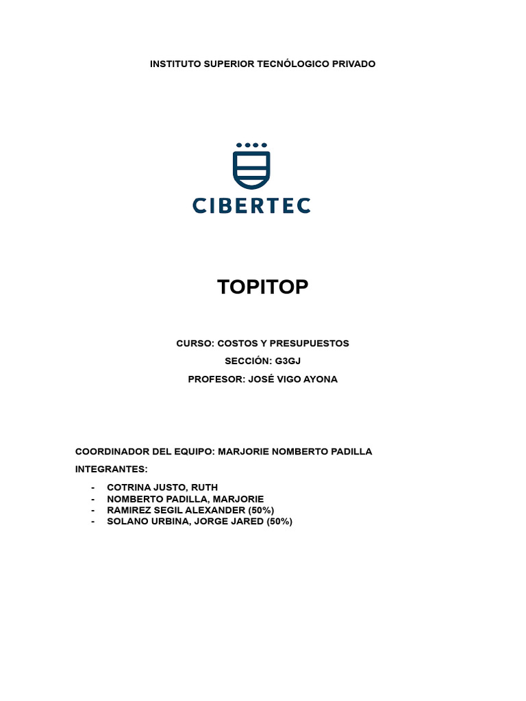 PROYECTO TOPITOP Final | PDF | Presupuesto | Business