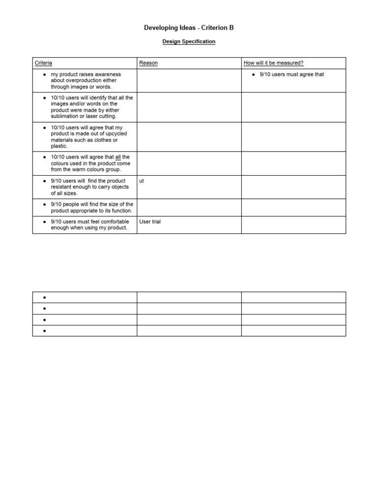 Developing Ideas - Criterion B | PDF