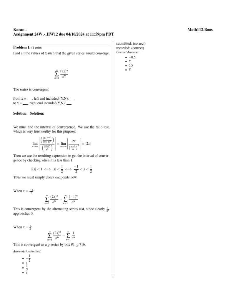 Interval of Convergence for Power Series | PDF | Mathematical Analysis ...