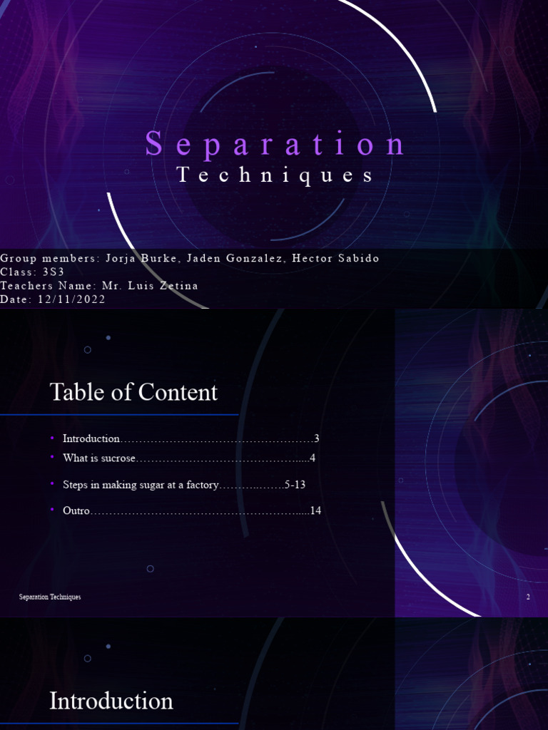 Seperation Techniques Presentation | PDF | Sucrose | Sugarcane