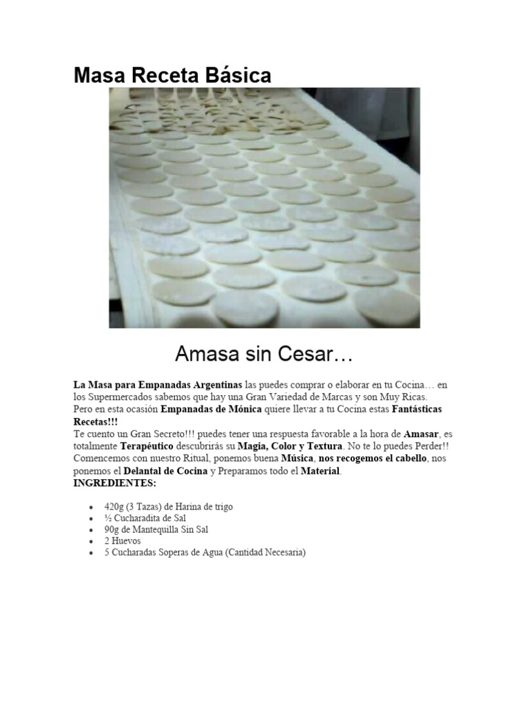 Recetas de Masa para Empanadas Argentinas | PDF | Cocinando | sal