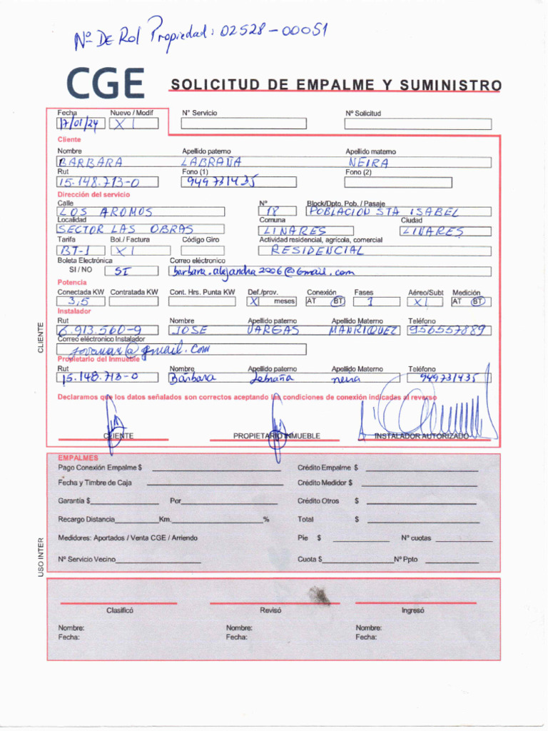 SOLICITUD DE EMPALME Y SUMINISTRO | PDF