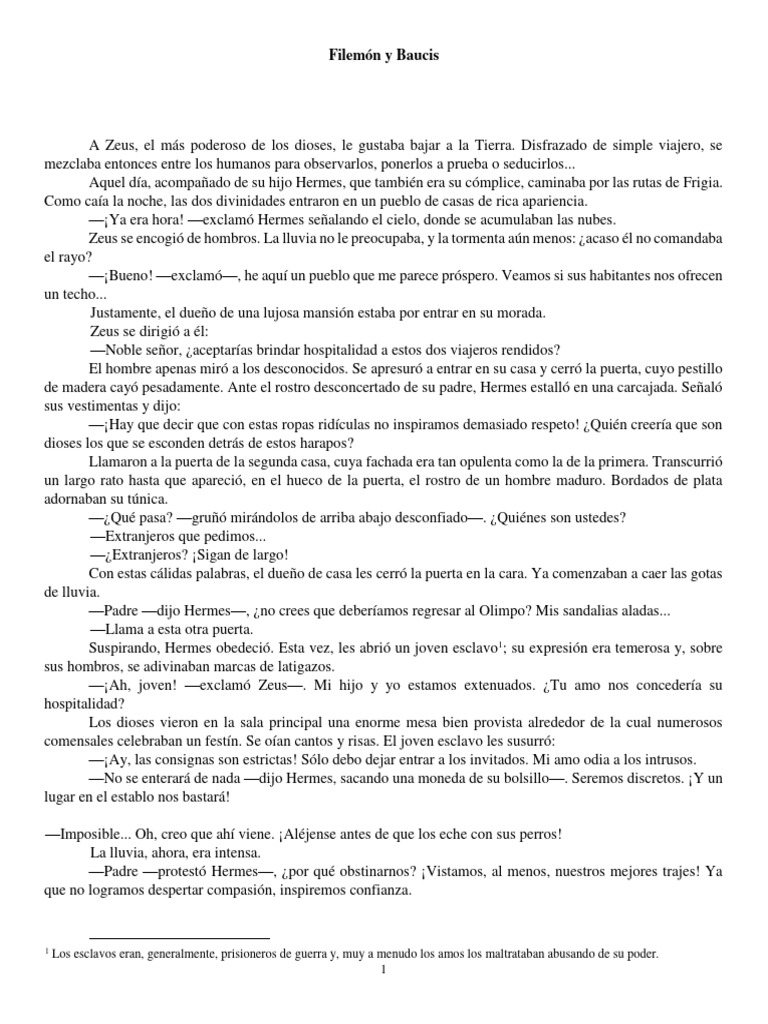 Filemón y Baucis | PDF | Zeus