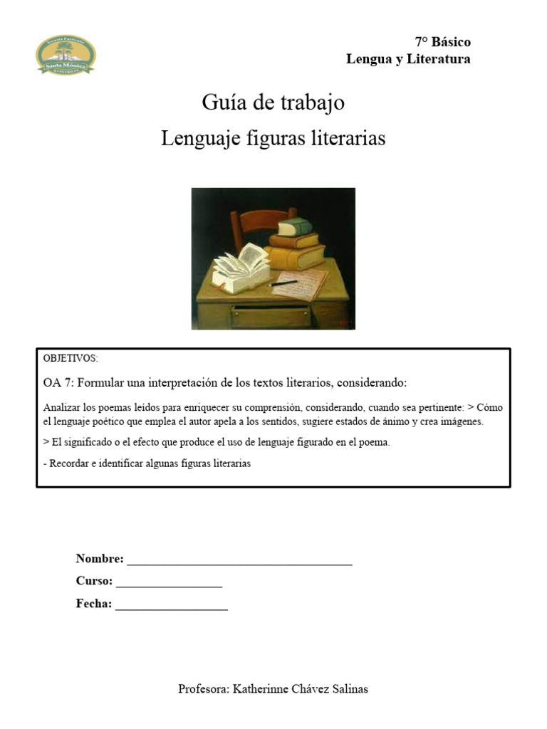 7° Lenguaje Figurado Figuras Literarias 2023 | PDF | Metáfora | Poesía