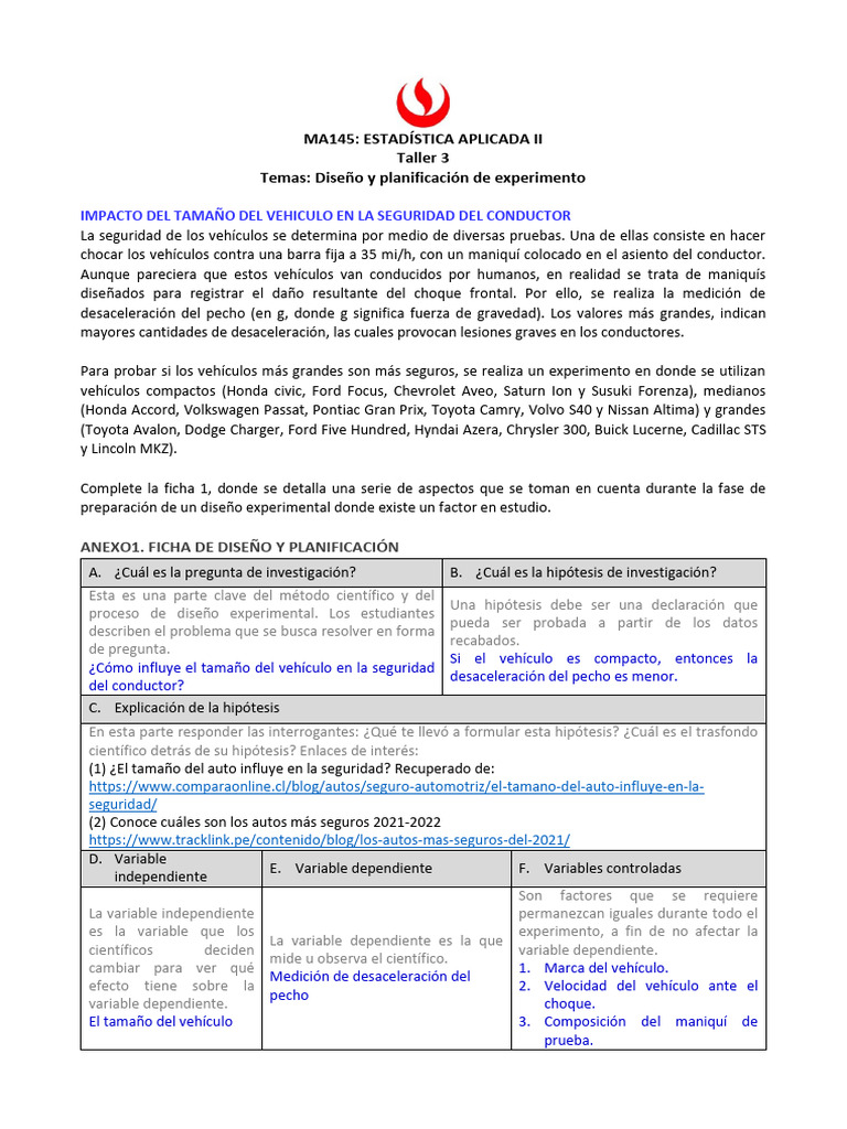 MA145 - Taller 3-Solución | PDF | Experimentar | Hipótesis