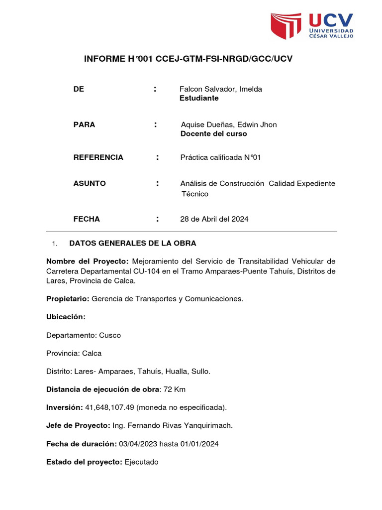 informe tecnico | PDF | Hormigón | Cemento