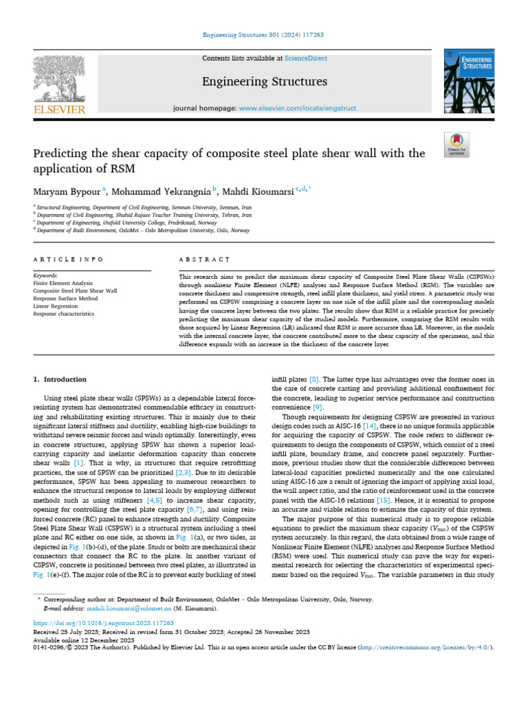 Predicting The Shear Capacity of Composite Steel Plate SH - 2024 ...