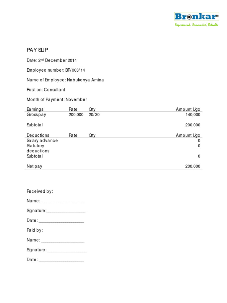 Payslip Amina - 30th November 2014 | PDF