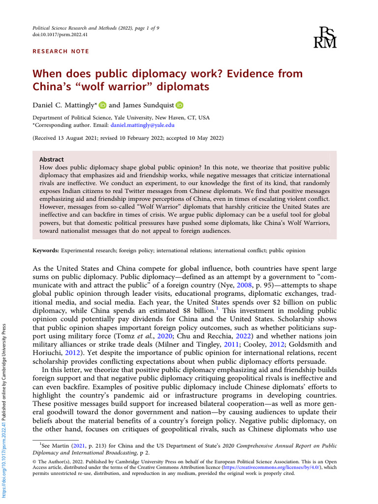Div Class Title When Does Public Diplomacy Work Evidence From China S ...