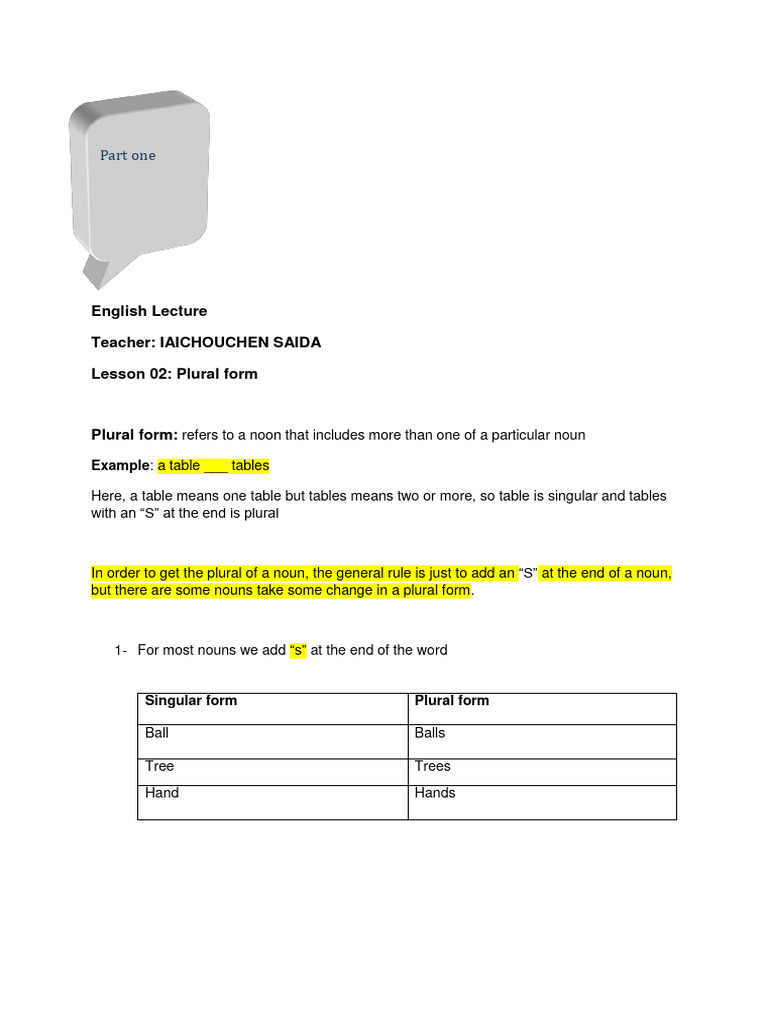 Plural Forms | PDF | Plural | Language Mechanics