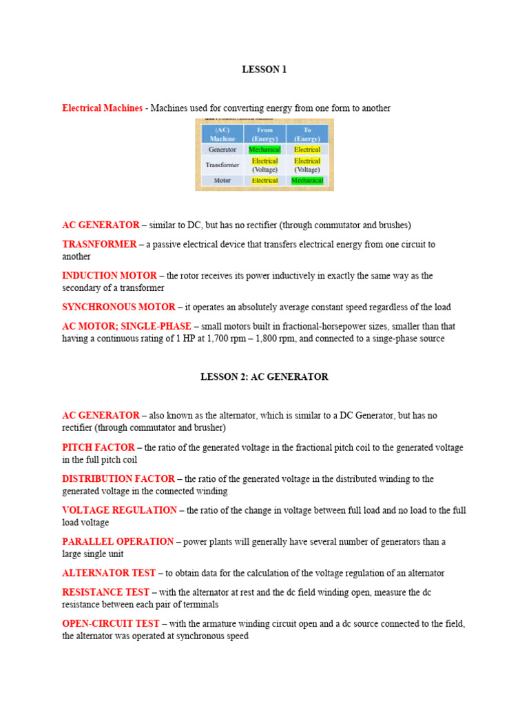 Machines 2 - Terms | PDF | Transformer | Electric Motor