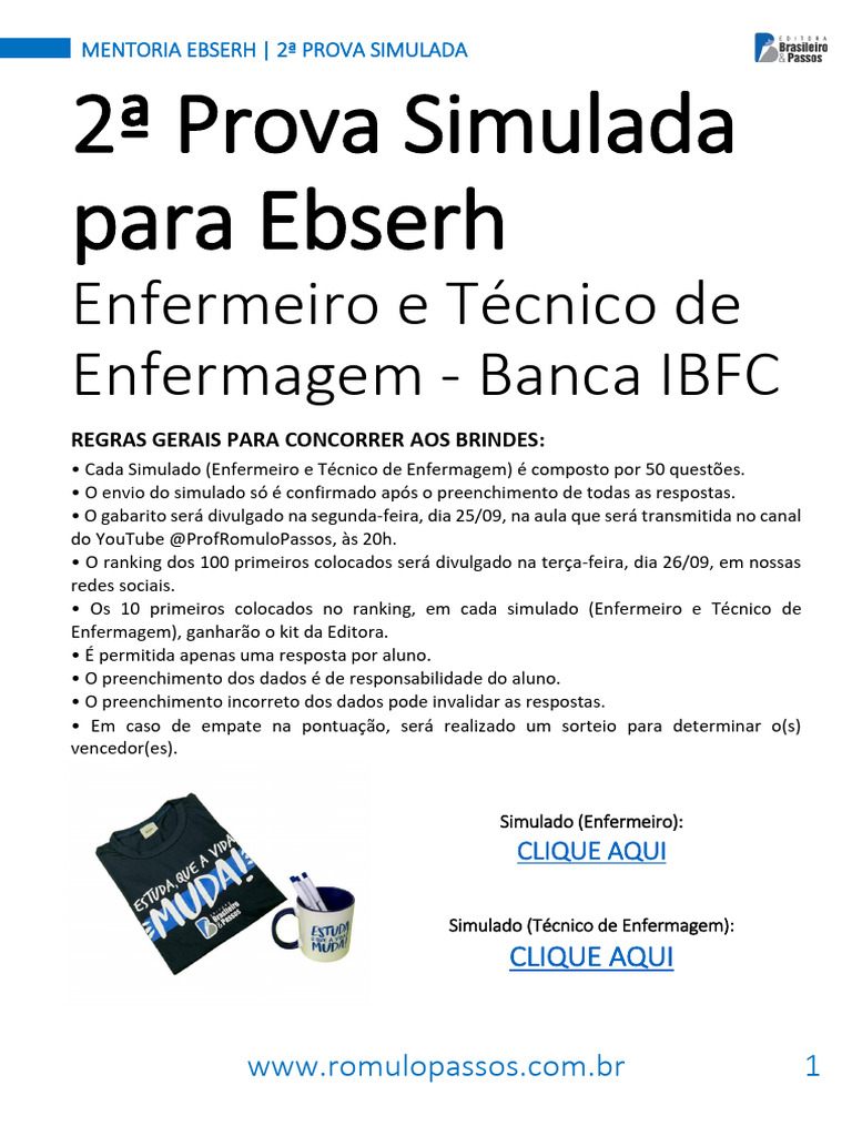 2a Prova Simulada para Ebserh | PDF | Assunto (gramática) | Gravidez