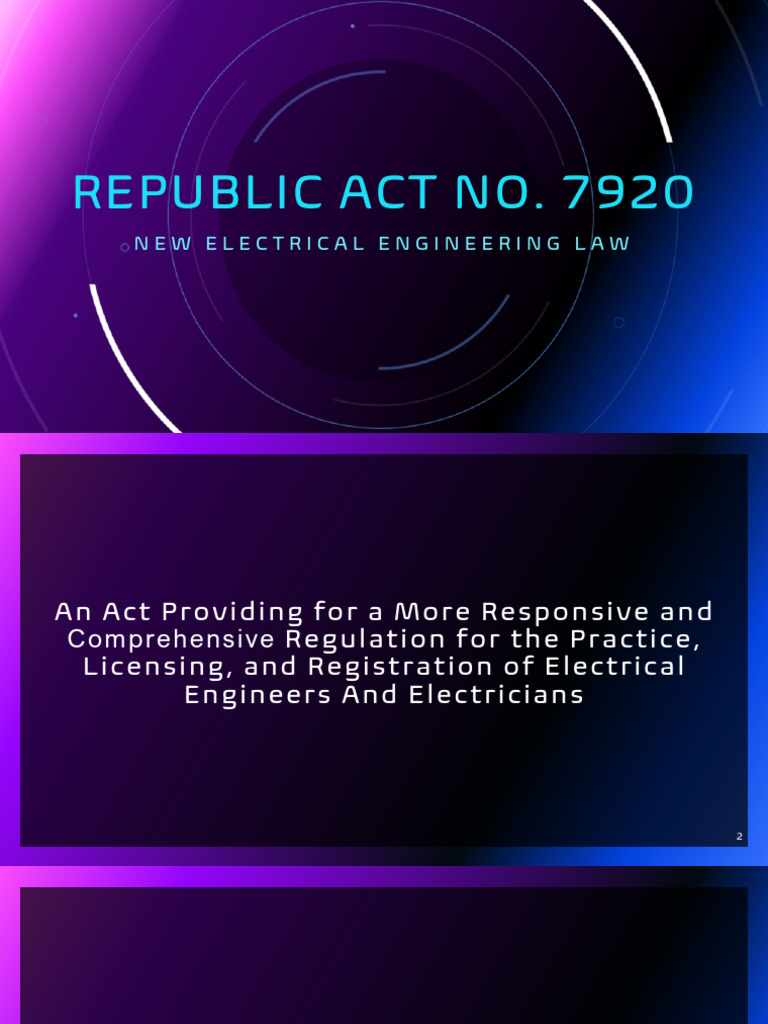 Lecture 1 Ra 7920 | PDF | Electrician | Engineer