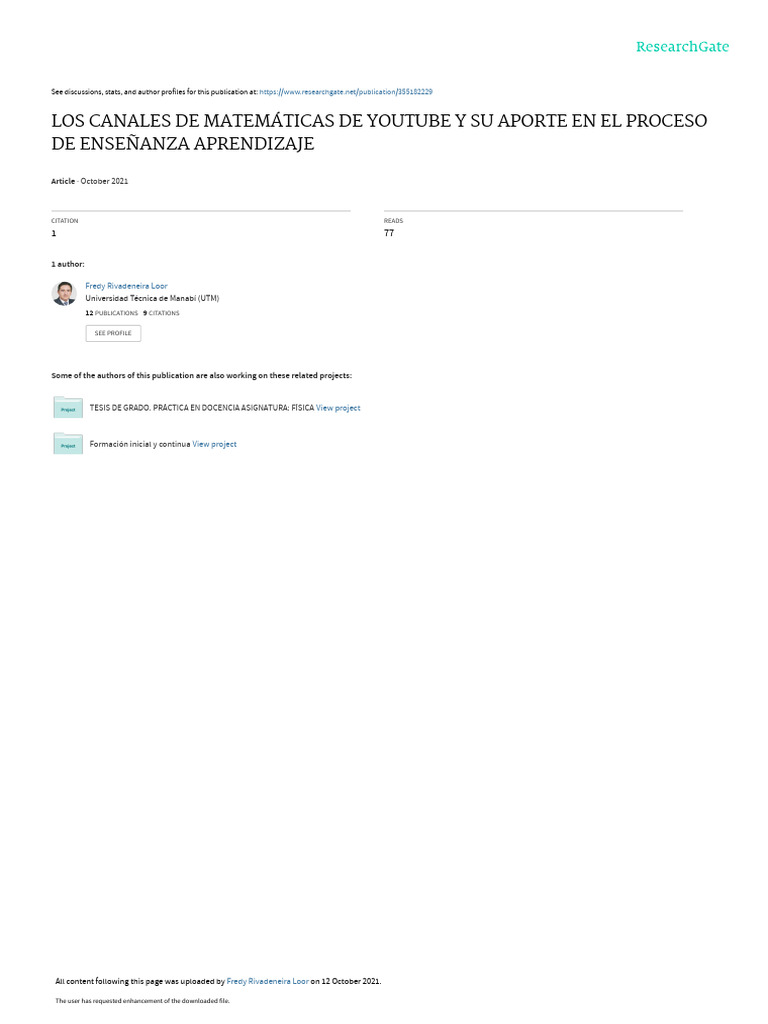 Matematicas Canales Youtube | Descargar gratis PDF | Enseñando | Maestros