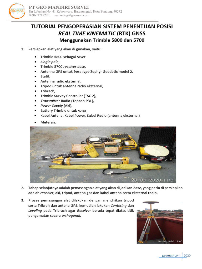 Tutorial Pengoperasian RTK Trimble | PDF