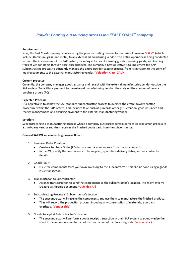 Powder Coating Process - Subcontracting Process | PDF | Receipt | Inventory