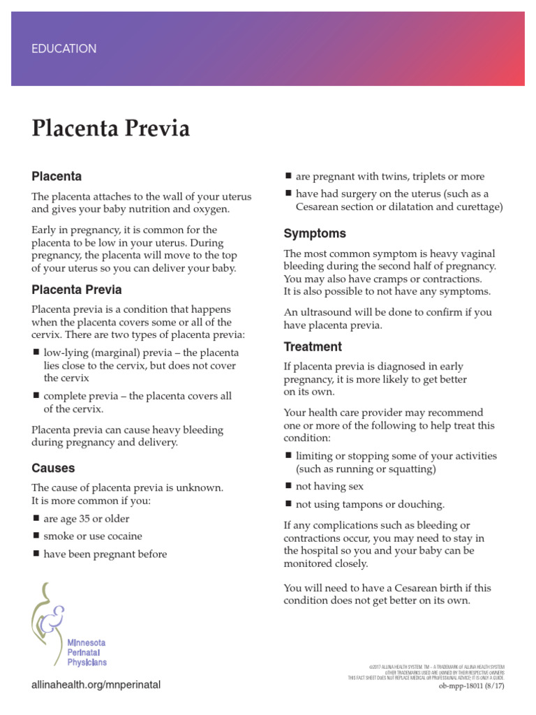 Placenta Previa | PDF | Pregnancy | Motherhood