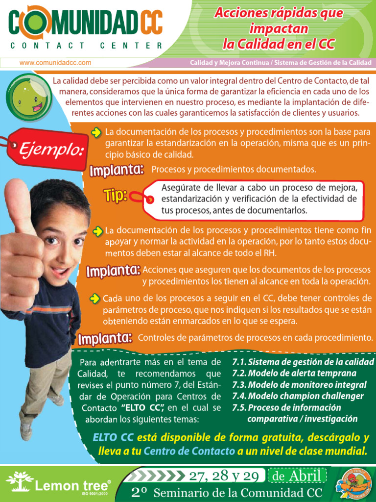 Acciones Rapidas Qu Eimpactan La Calidad Del CC | PDF | Gestión de la ...