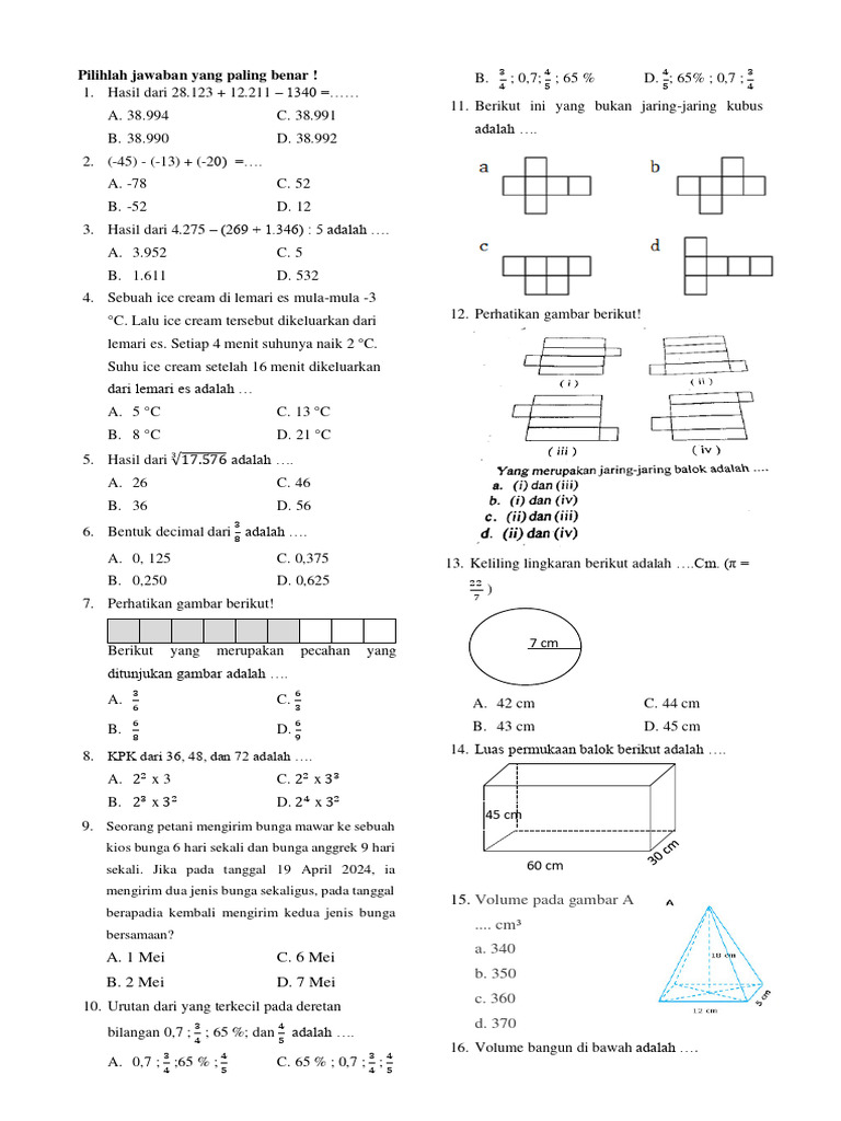 Soal Us Kelas 6 | PDF