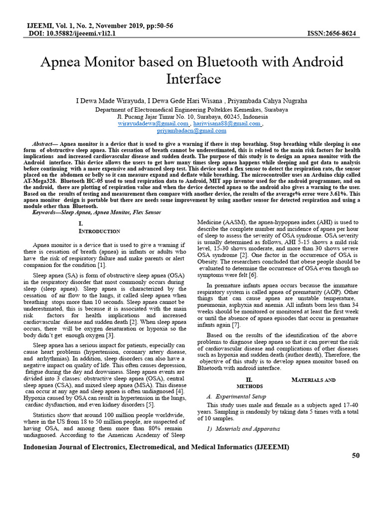 Apnea Monitor Based On Bluetooth With Android | PDF | Sleep Apnea | Apnea