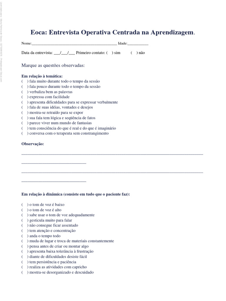 Teste Eoca | Download grátis PDF | Aprendizado