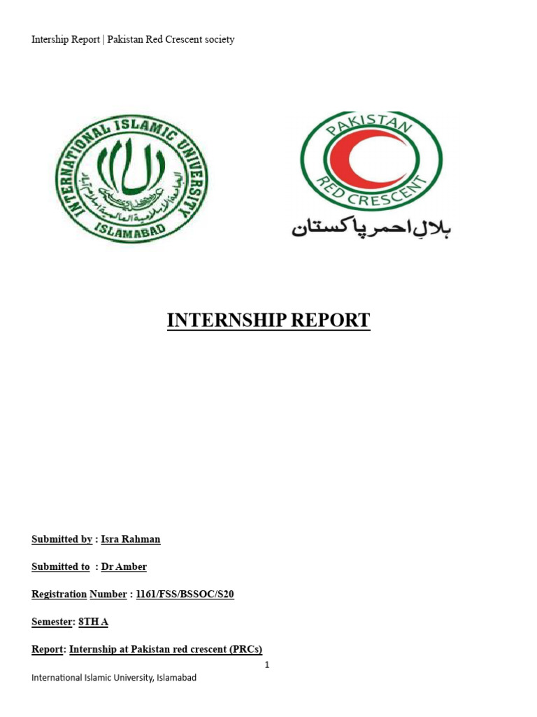 Internship Report 01 | PDF | Emergency Management | Humanitarian Aid