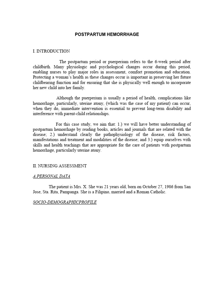 Uterine Atony Case Study | PDF | Postpartum Period | Childbirth