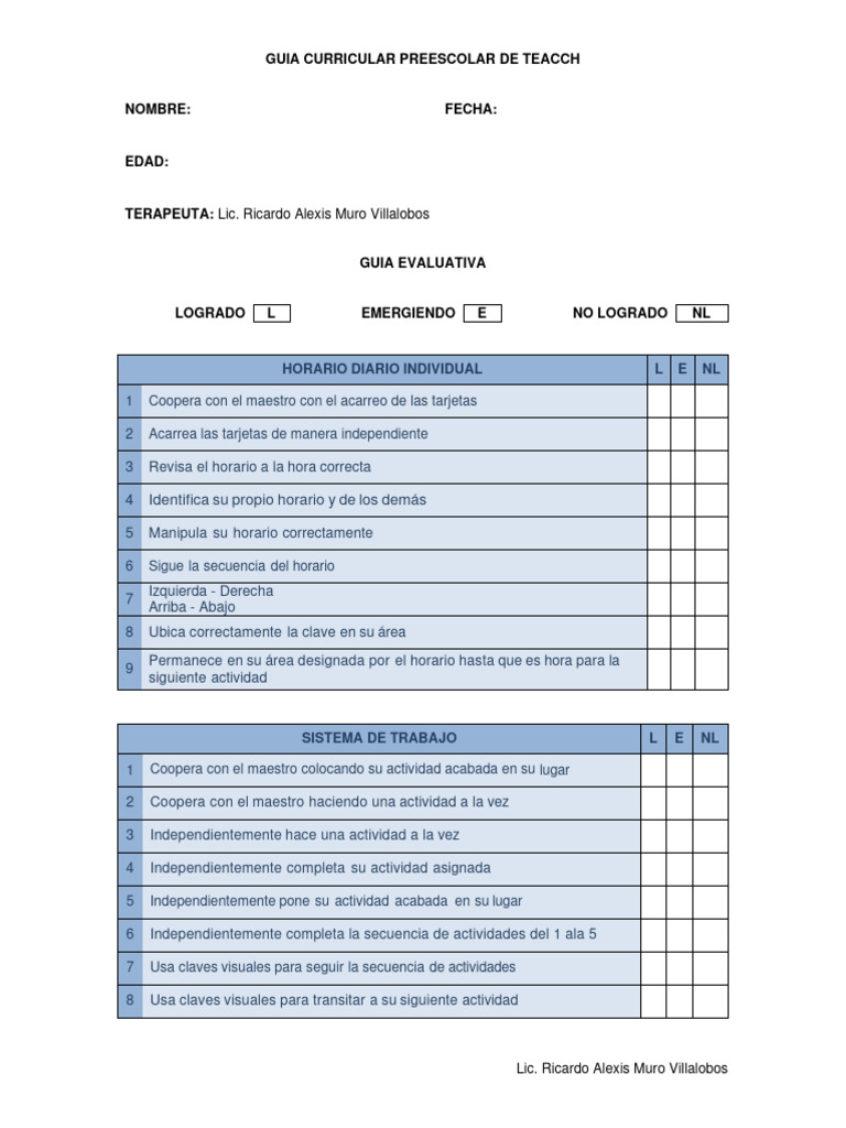 Guía TEACCH para Preescolar: Evaluación y Desarrollo | PDF