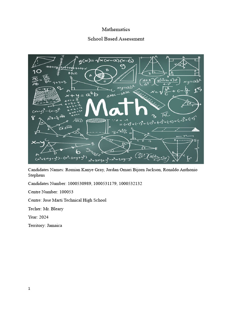 Mathematics School Based Assessment | Download Free PDF | Methodology ...