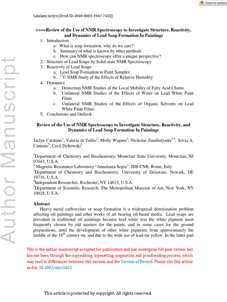 Review Of The Use Of Nmr Spectroscopy To Investigate Structure