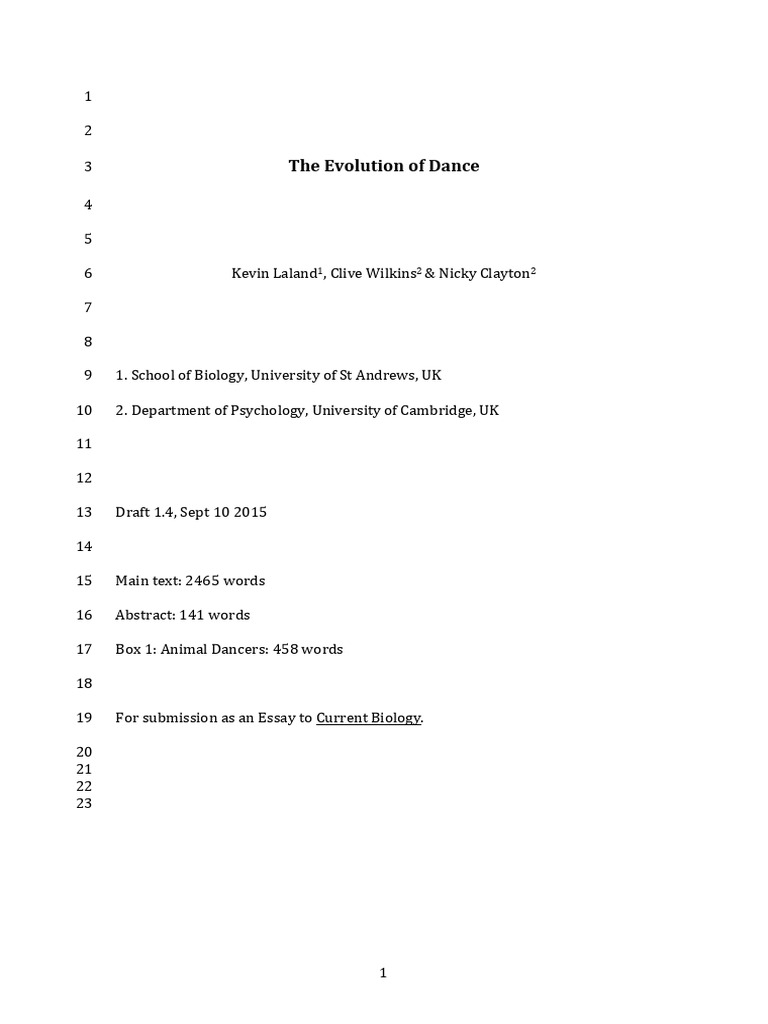 The Evolution of Dance | PDF | Dances | Imitation