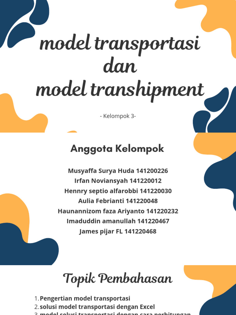 Kelompok 3, Model Transportasi Dan Model Transhipment | PDF