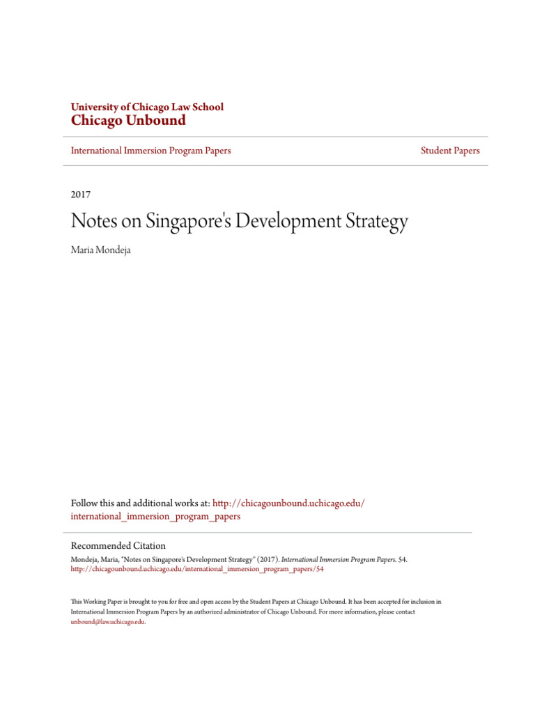 Notes On Singapores Development Strategy Pdf Singapore World Politics