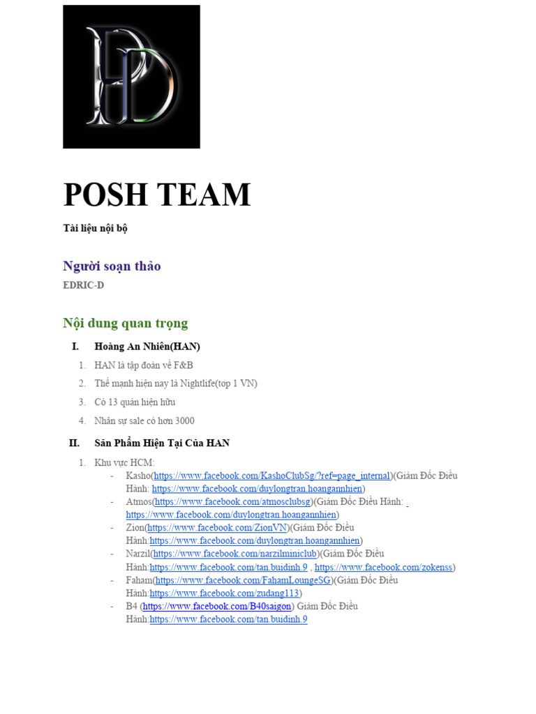 Posh Team | PDF