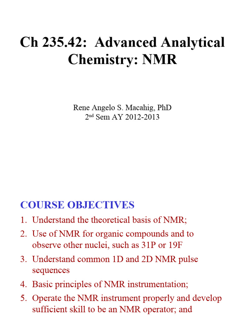 History of NMR Spectroscopy | PDF | Nuclear Magnetic Resonance ...