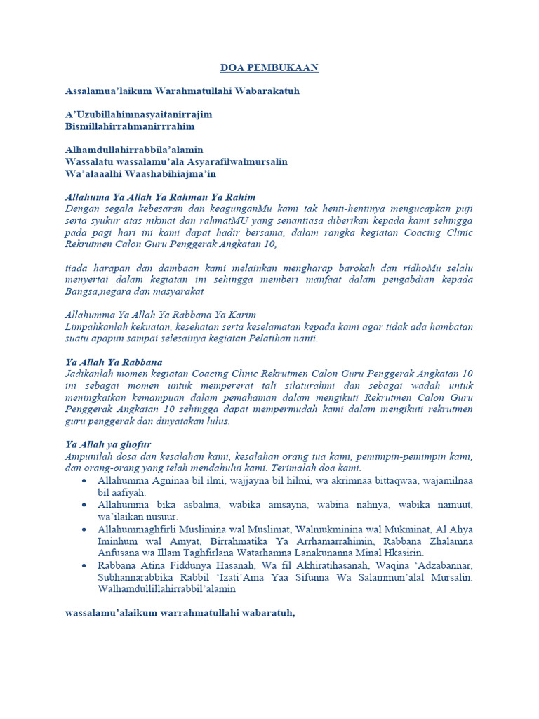 Doa Pembukaan | PDF | Agama & Spiritualitas | Gaya Hidup