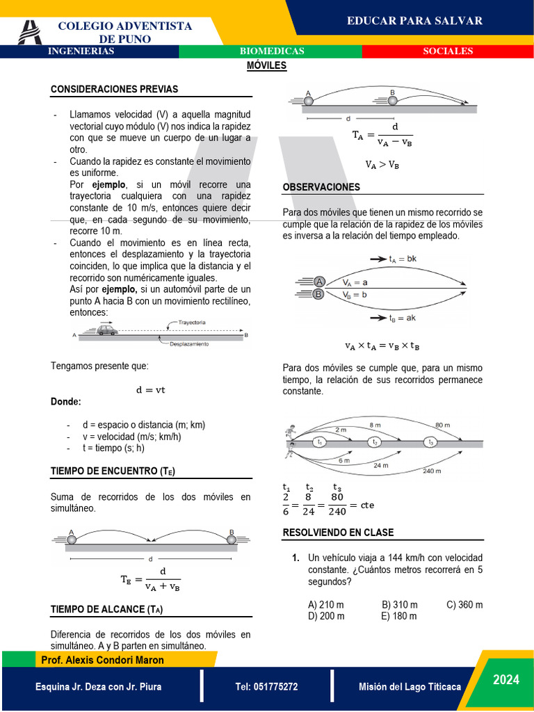 3° RM 3RO SEC Moviles | PDF | Velocidad | Velocidad