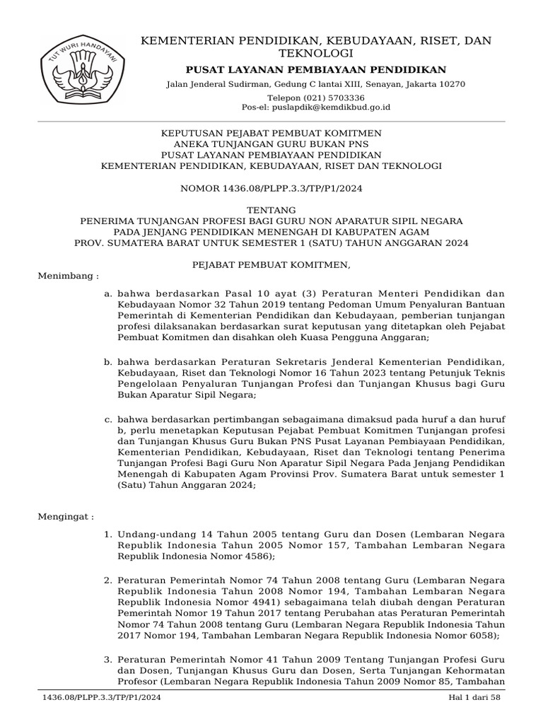 Sk-Tp-Dekon-1436.08 PLPP.3.3 TP P1 2024 | PDF | Pengelolaan Keuangan & Uang