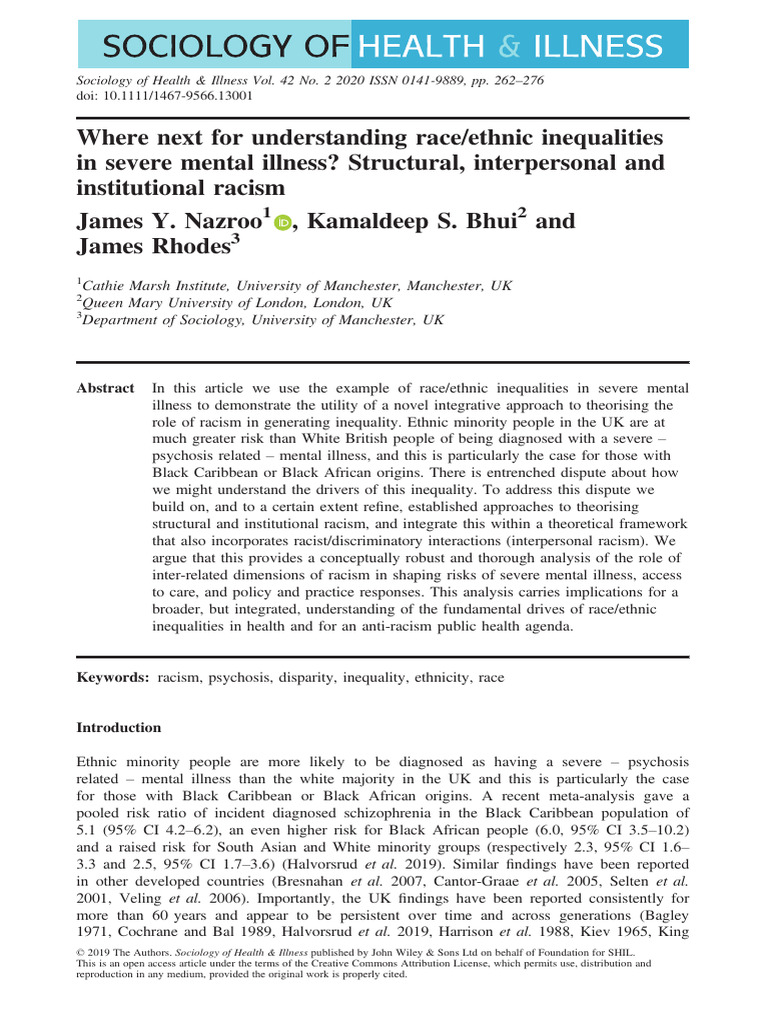Nazroo Et Al 2020 | PDF | Race (Human Categorization) | Racism