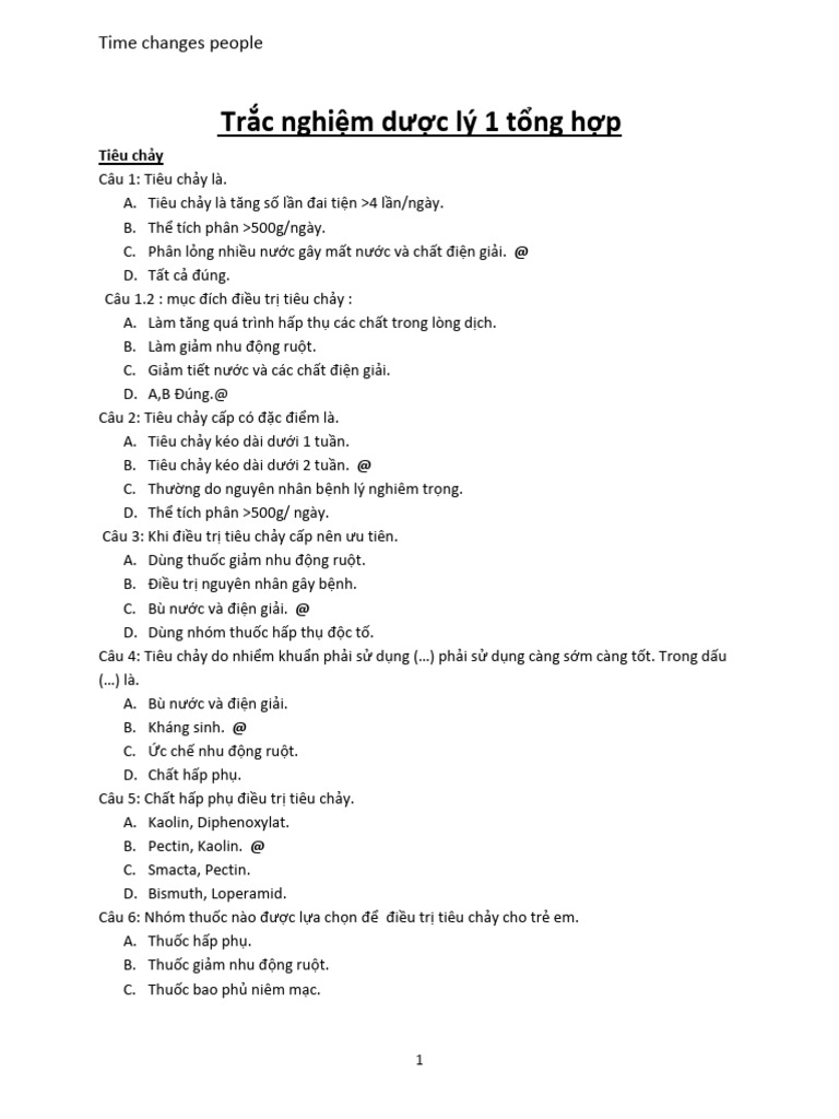 (123doc) - Trac-Nghiem-Duoc-Ly-1 | PDF