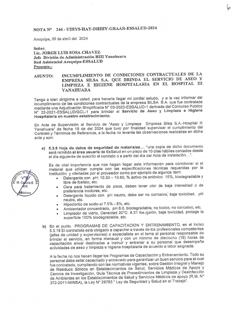 Incumplimiento de Condiciones Contractuales Abril | PDF