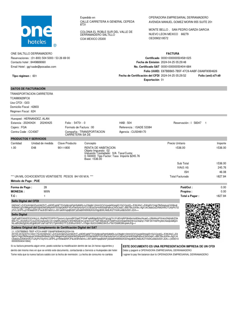 Hotel One | PDF | Factura | Economias