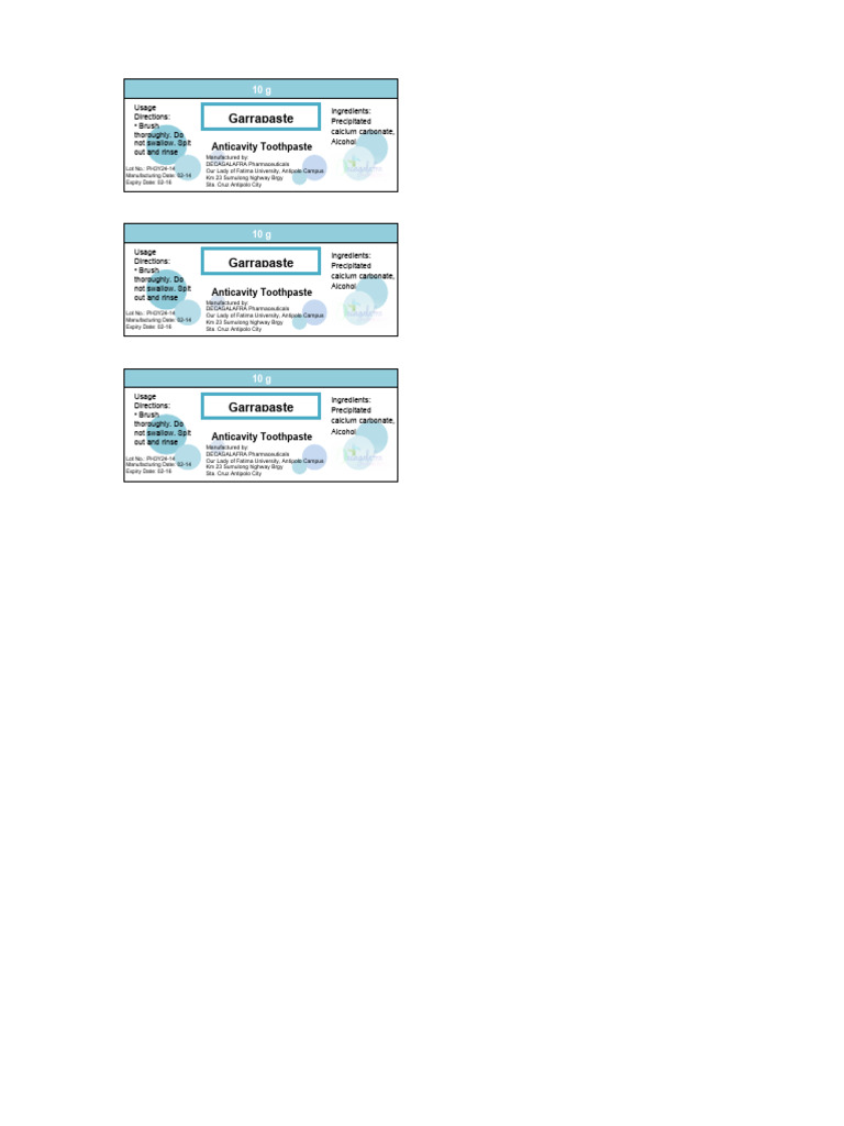 Toothpaste Label | PDF
