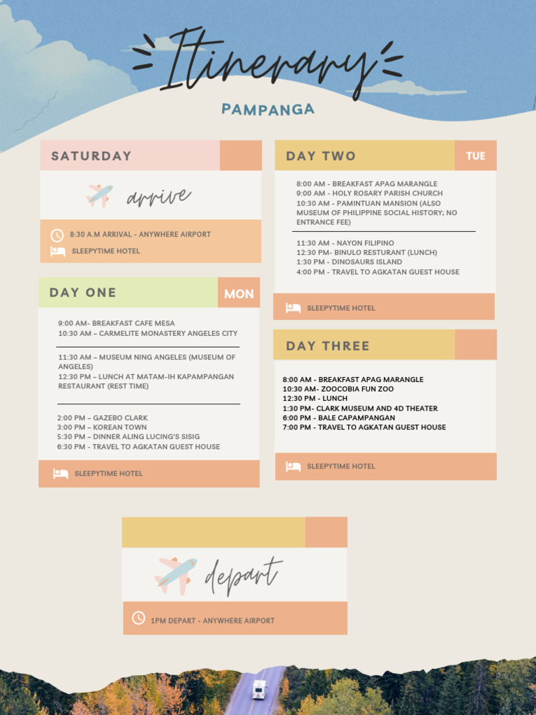 Pampanga Tour (3-Day Itinerary) | PDF