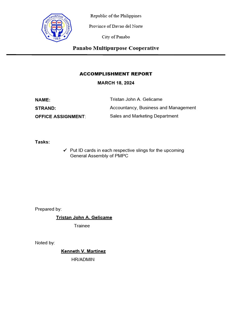 Accomplishment Report - Immersion | Download Free PDF | Financial ...