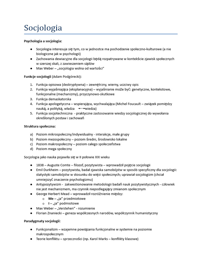 Socjologia - Egzamin | PDF